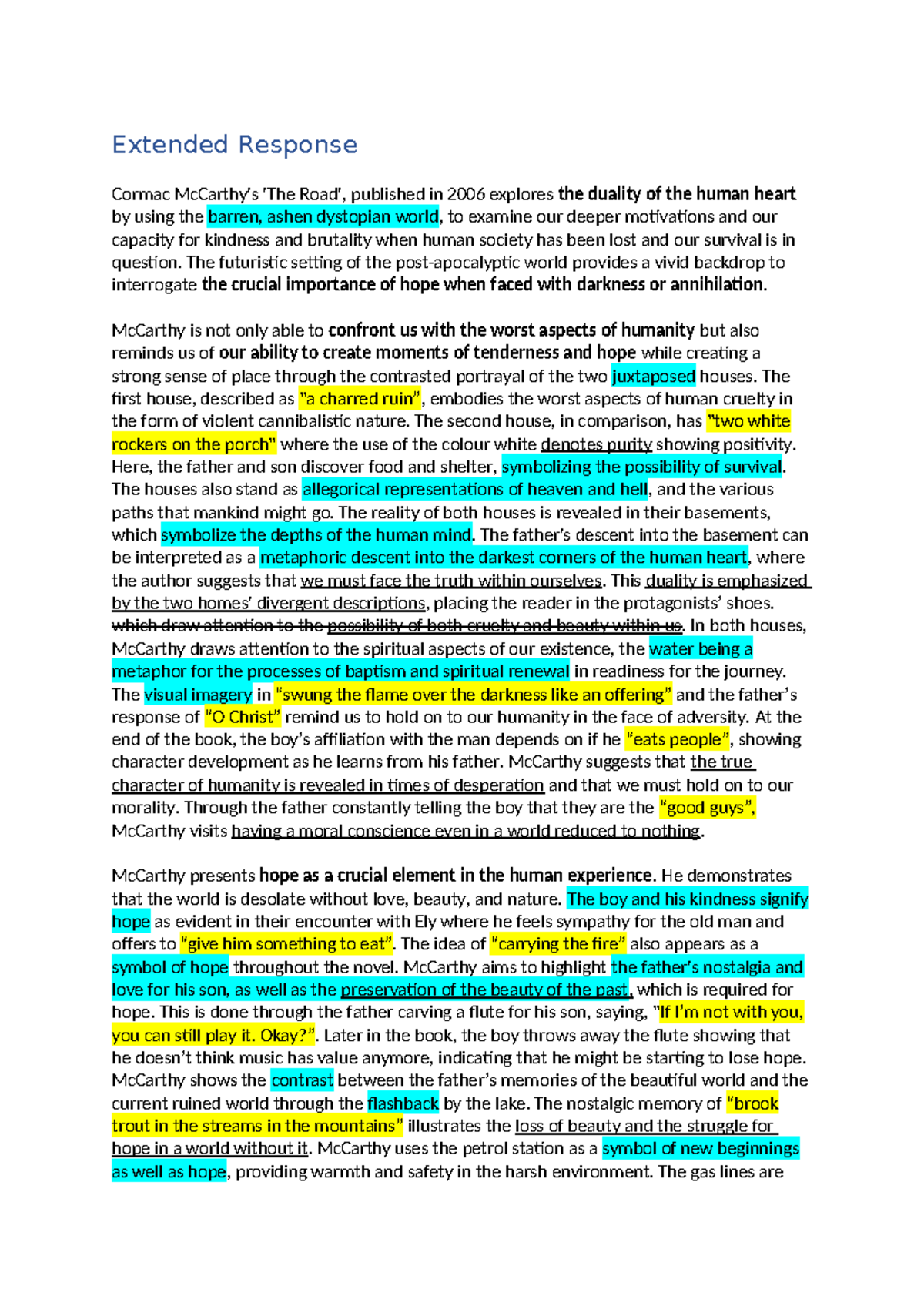 The Road (ENG 101) Essay: Exploring Duality in McCarthy's Dystopia ...