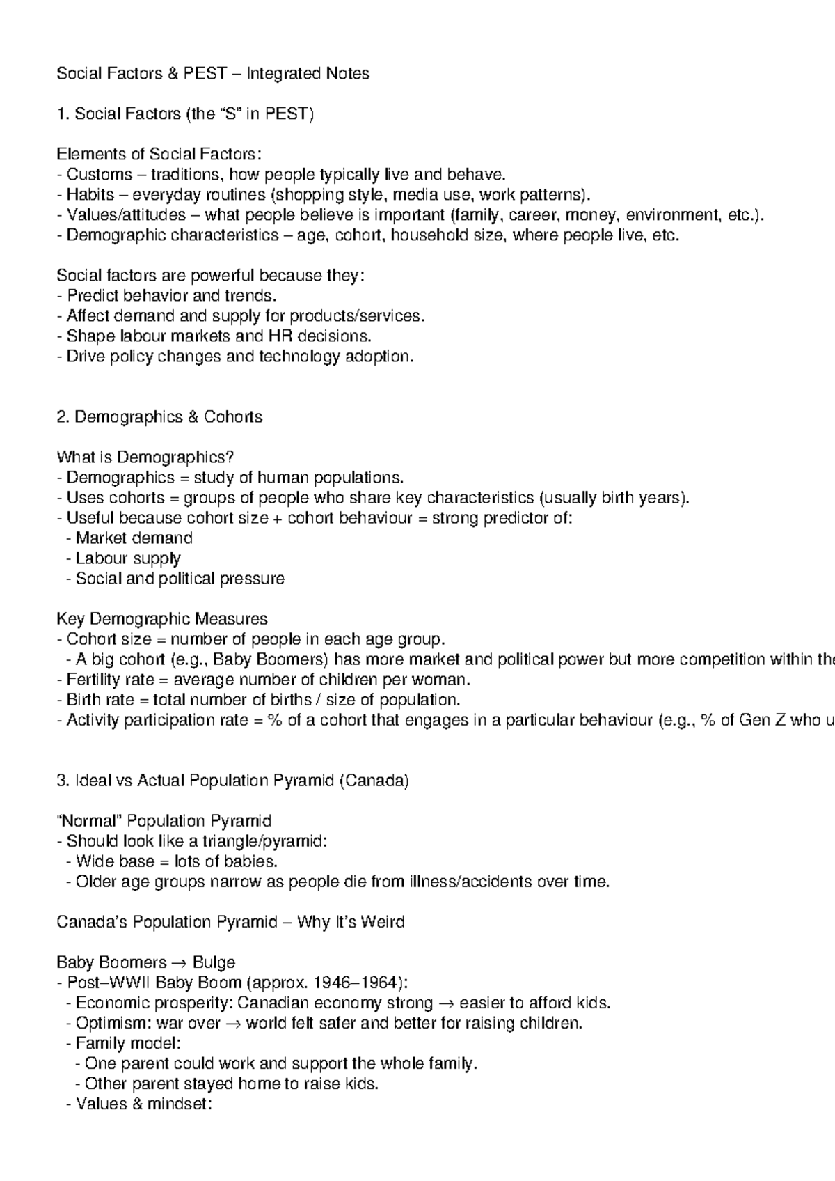 Social Factors PEST Integrated Notes - MATH - Studocu