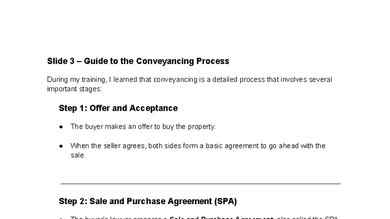 Conveyancing Process Overview: Key Steps and Stages - Studocu