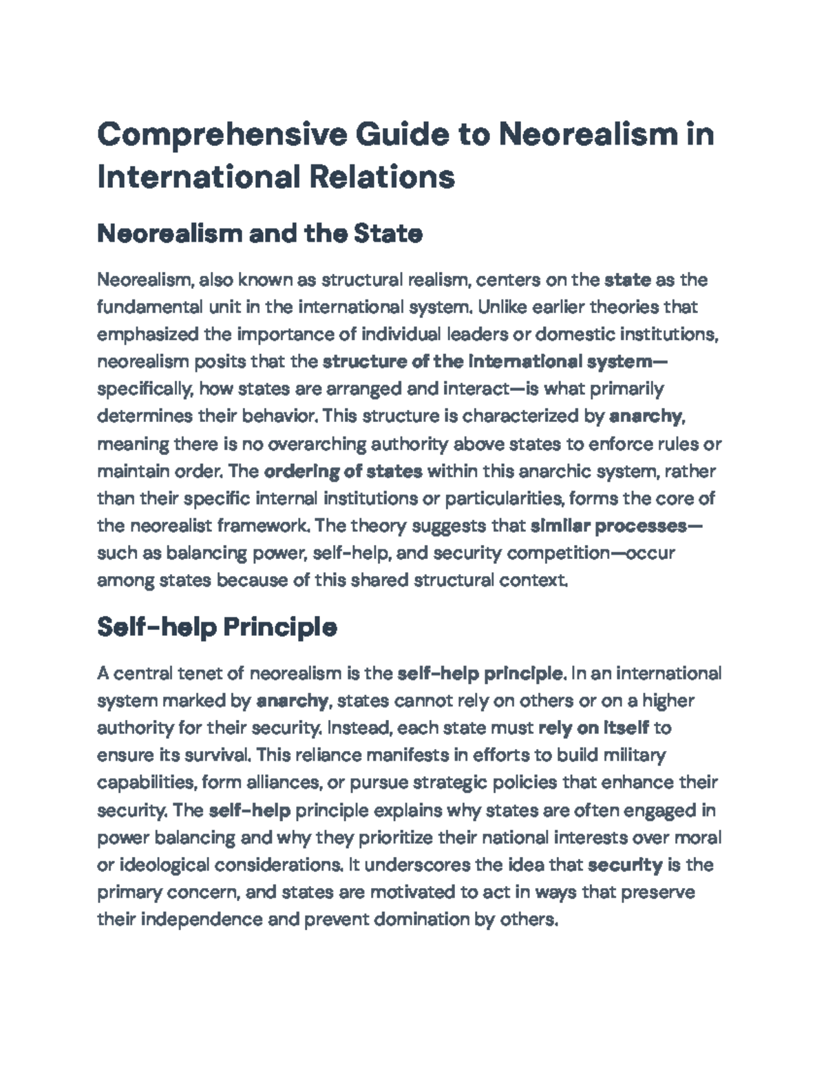 Comprehensive Overview of Neorealism in International Relations (IR 101 ...