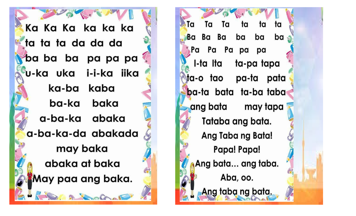 REading Filipino Booklet Kinder - Bachelor of Secondary Education - i i ...