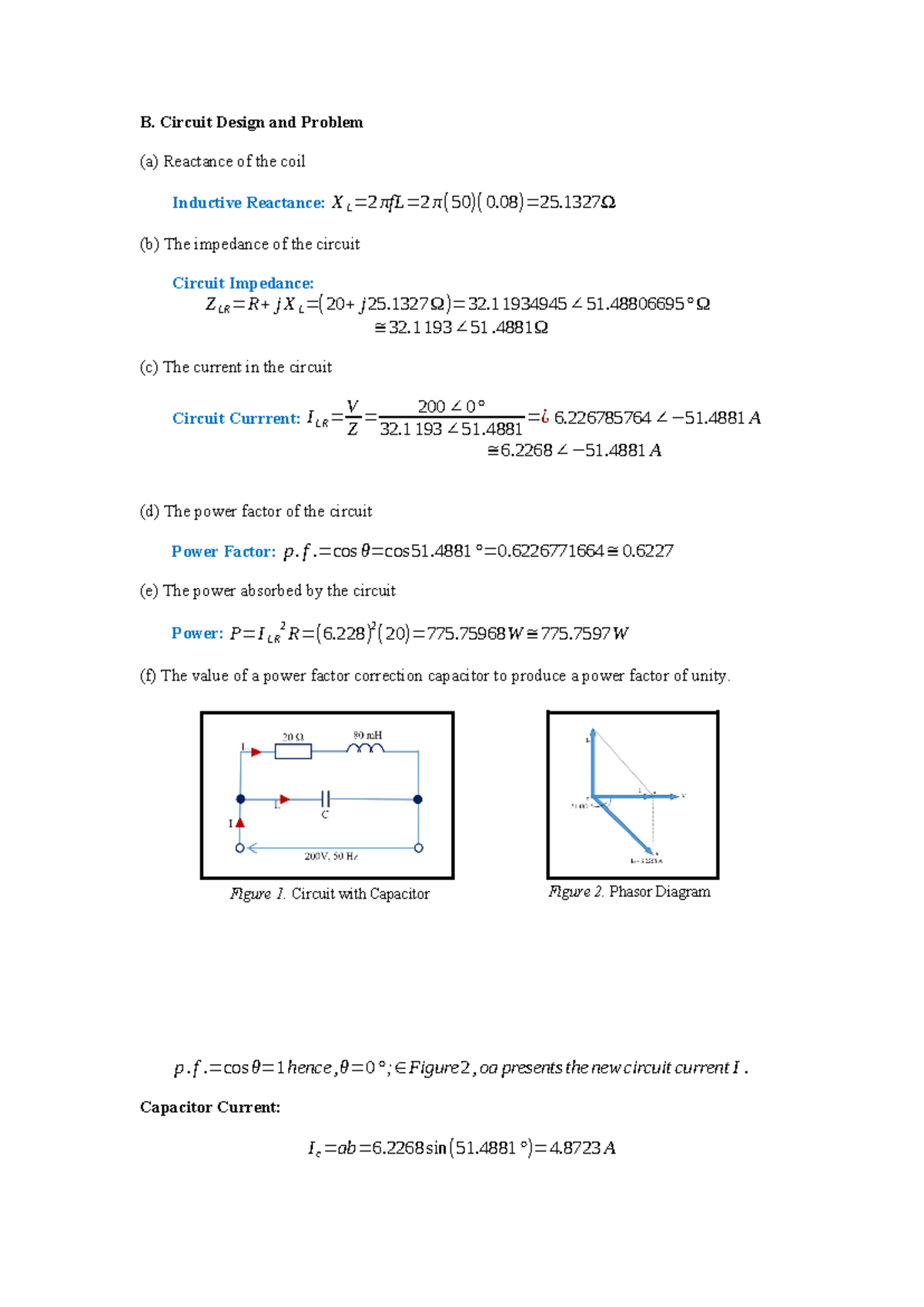Circuit Design Problem 1: Impedance, Current, and Power Factor Analysis ...