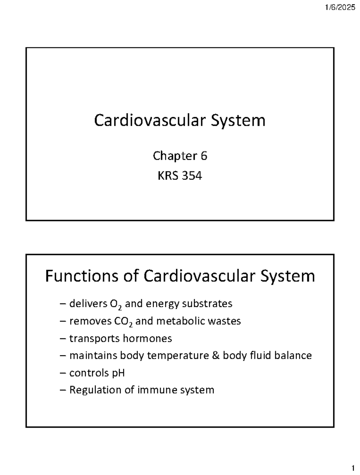 Comprehensive Overview of the Cardiovascular System (KRS 354) - Studocu