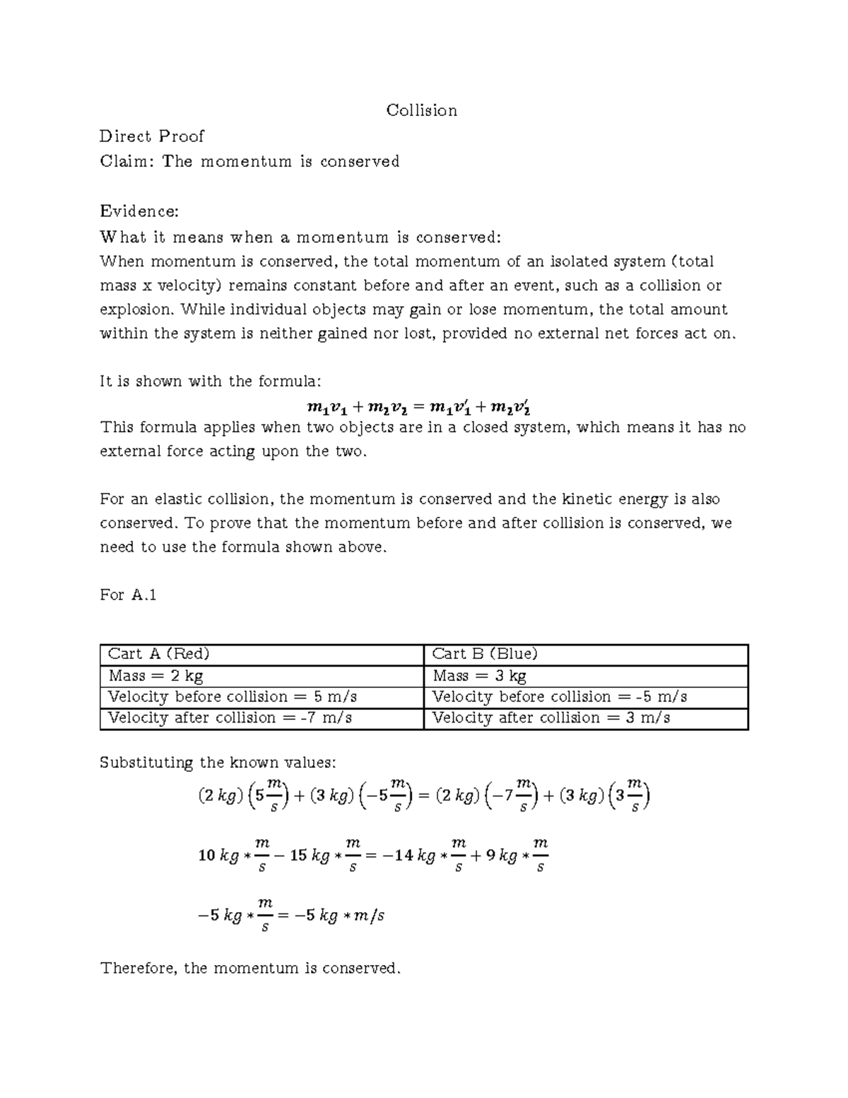 Conservation of Momentum: Understanding Collisions and Forces - Studocu