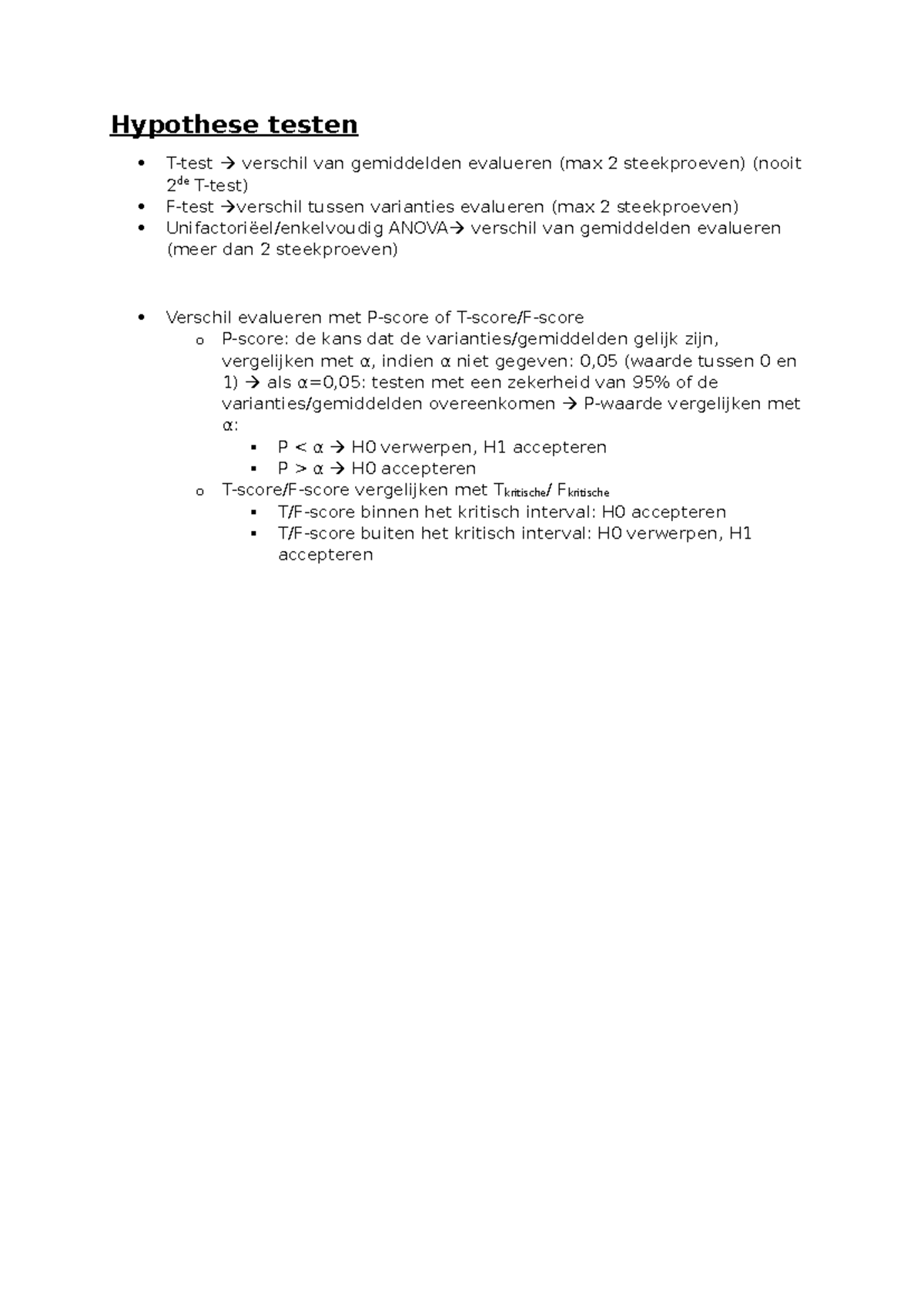 T test en F test - Hypothese testen T-test verschil van gemiddelden ...