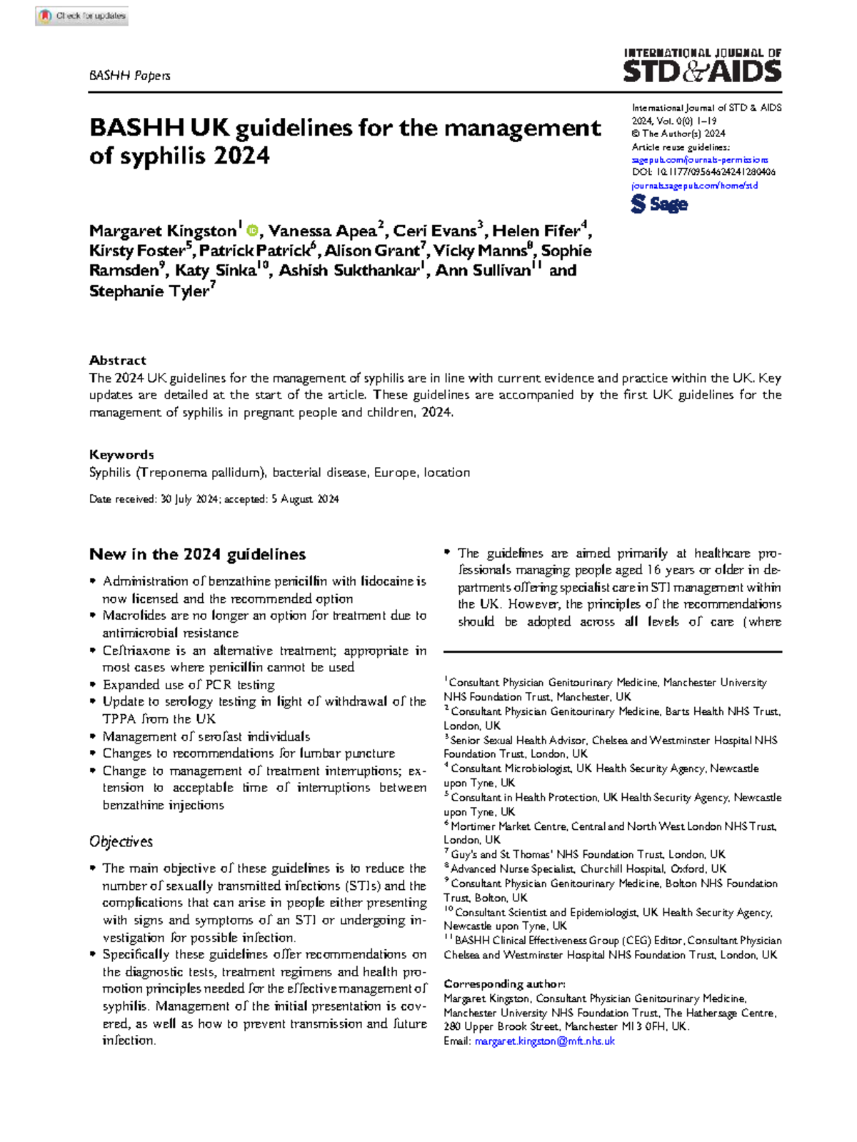 BASHH Guidelines for Syphilis Management 2024: Key Updates and ...