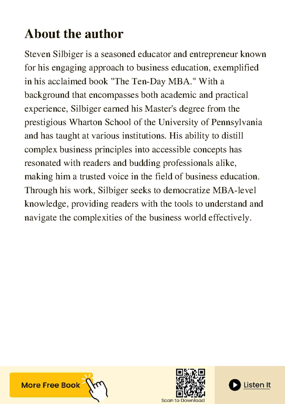 The Ten-Day MBA Overview by Steven Silbiger (PDF) - Studocu