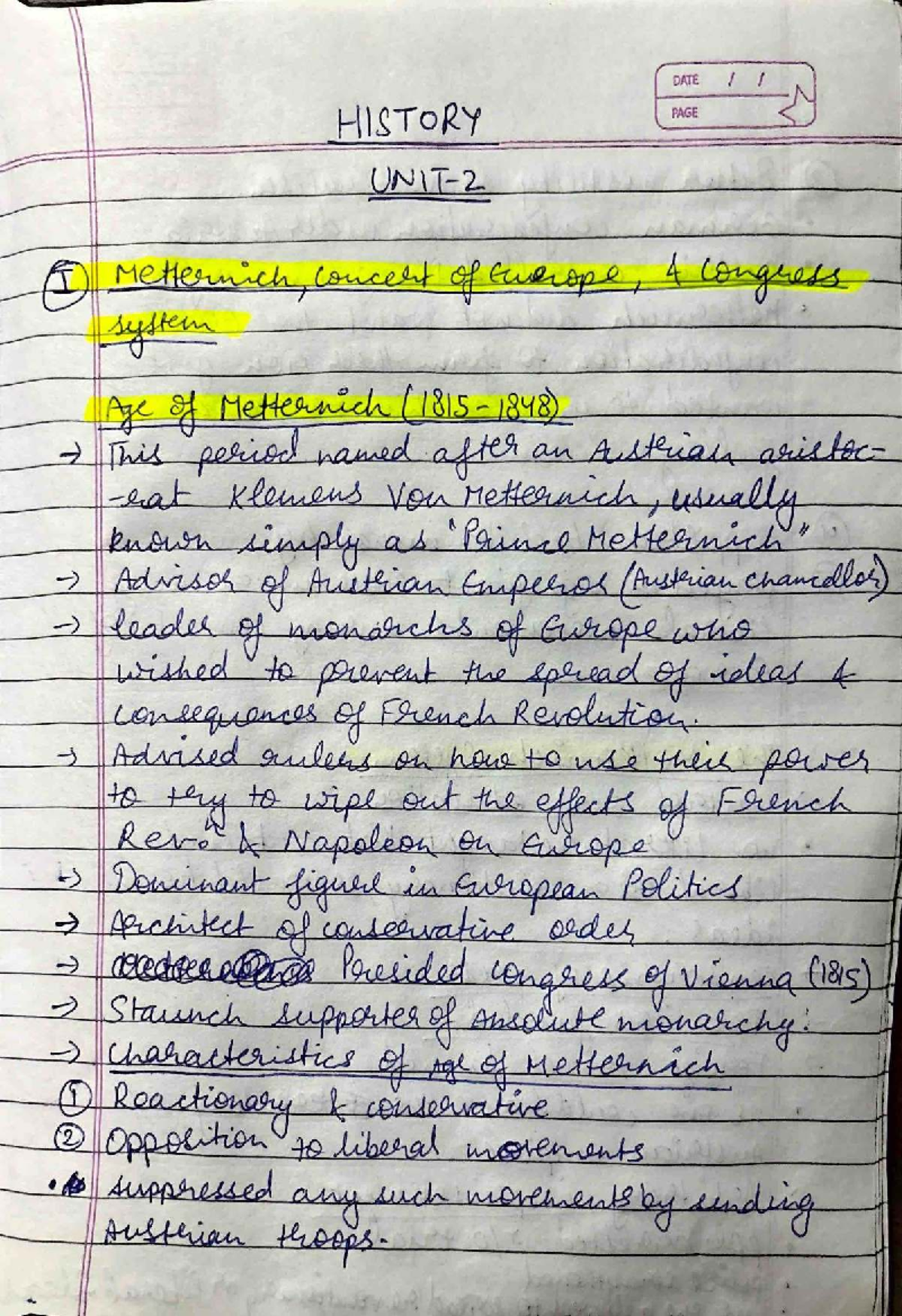 History UNIT-2 SEM-4: The Age of Metternich and the Concert of Europe ...