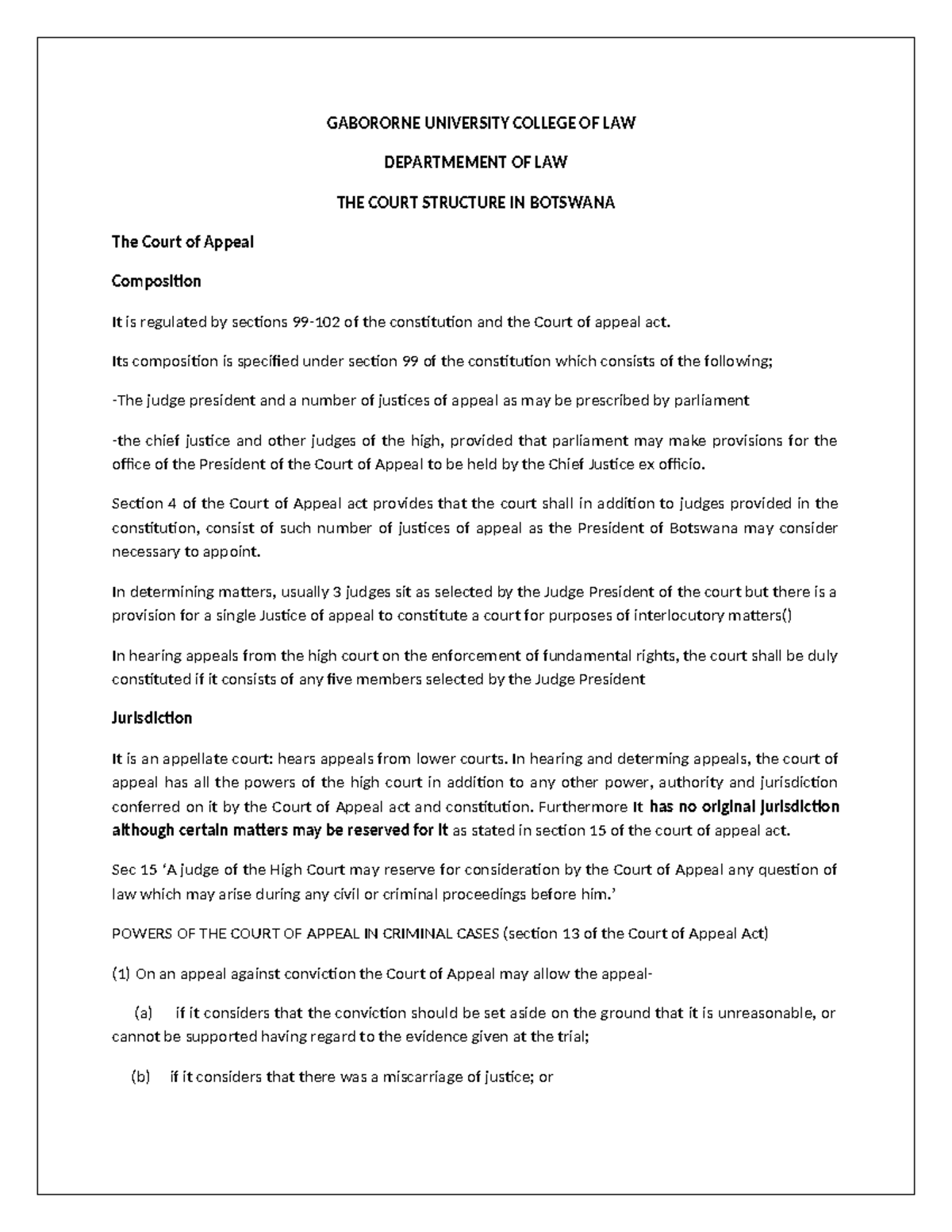 Court Structure in Botswana: Detailed Overview of the Legal System ...