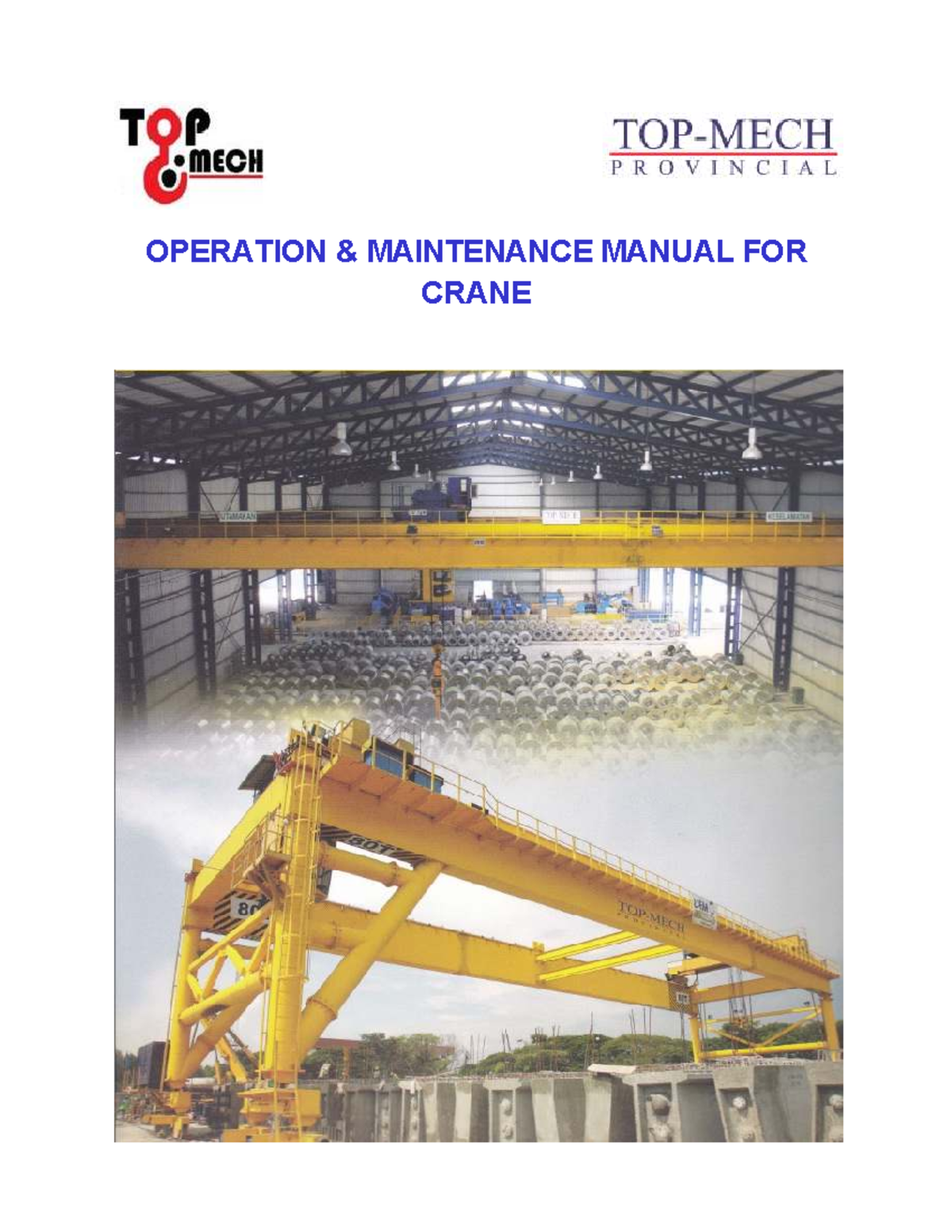 492315415 Operations Maintenance Manual FOR Crane - OPERATION ...