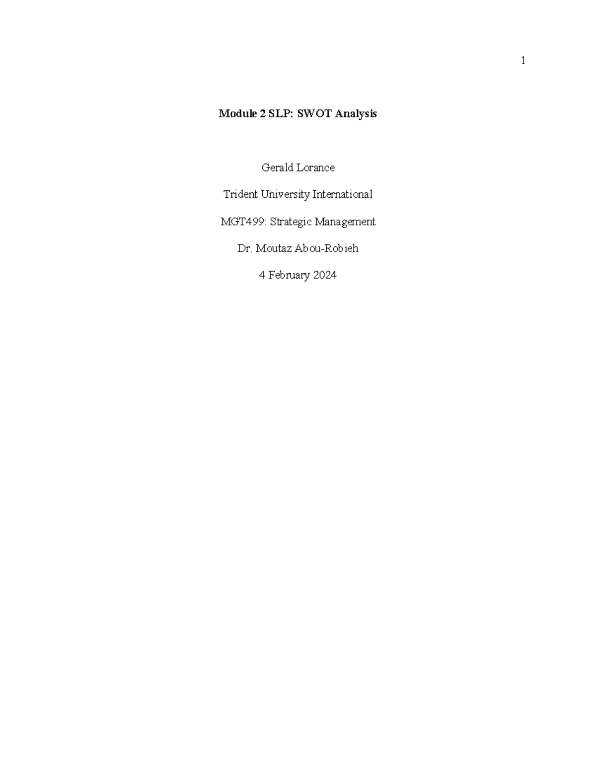 MGT499 SLP 2 - use only as a guided example, do your own work - 1 ...