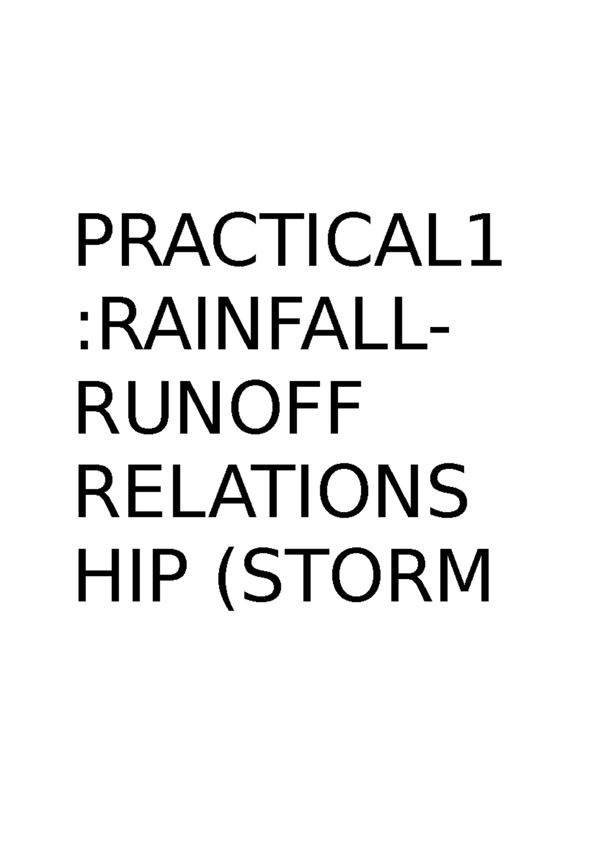NEO Zulu Hydrology Practical 1: Rainfall-Runoff Relationships Analysis ...