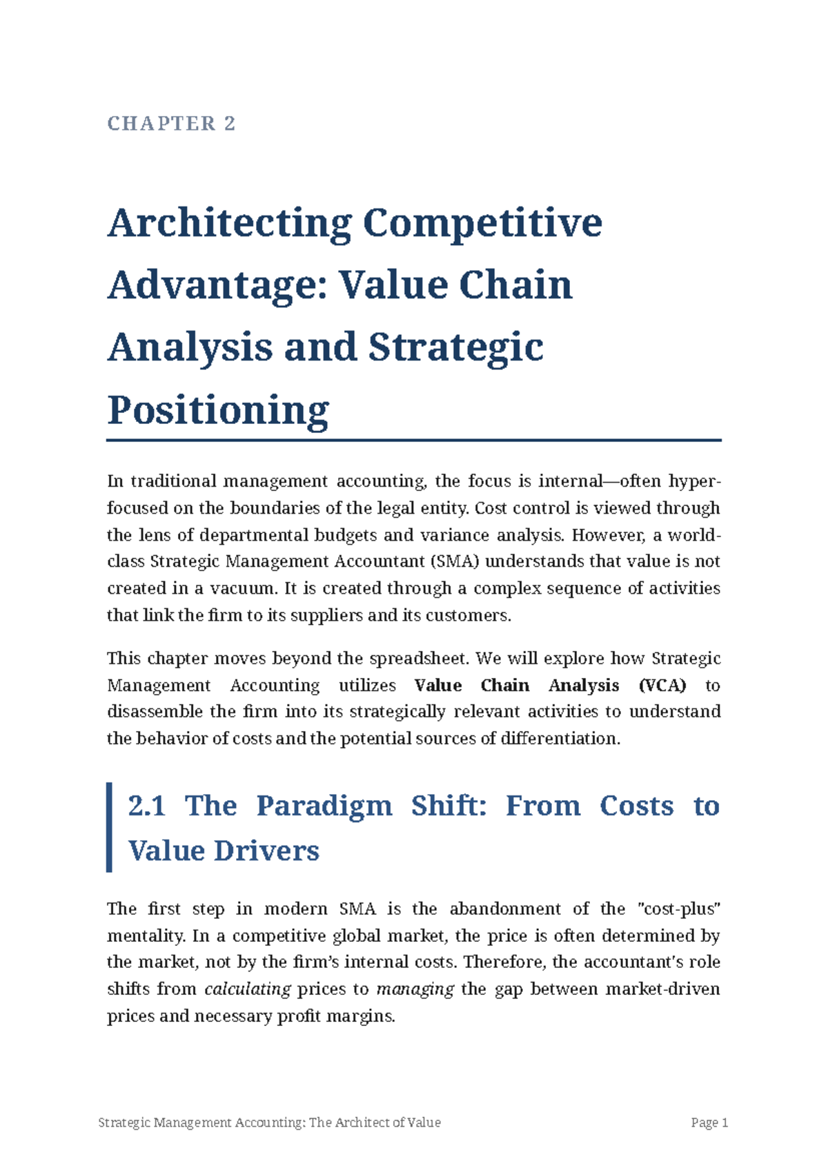 CHAPTER 2: Value Chain Analysis & Strategic Positioning in SMA - Studocu