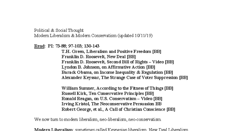 Political & Social Thought: Modern Liberalism vs. Conservatism Analysis ...