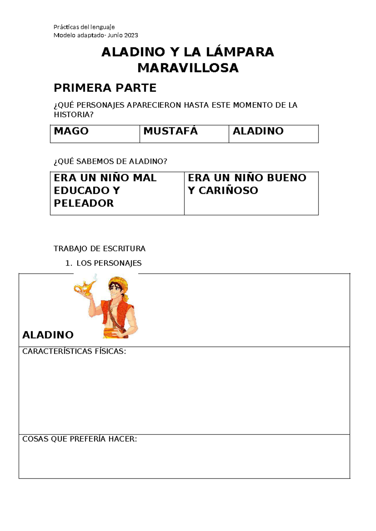 Aladino y la lámpara maravillosa: Análisis y personajes (Modelo ...