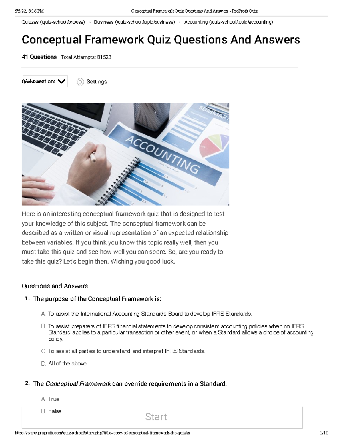 Conceptual Framework Quiz Q&A - Business Accounting (ACCT 101) - Studocu