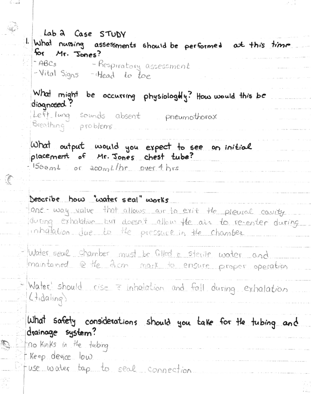 Chest Tubes Case Study: Nursing Assessments & Management for Mr. Jones ...