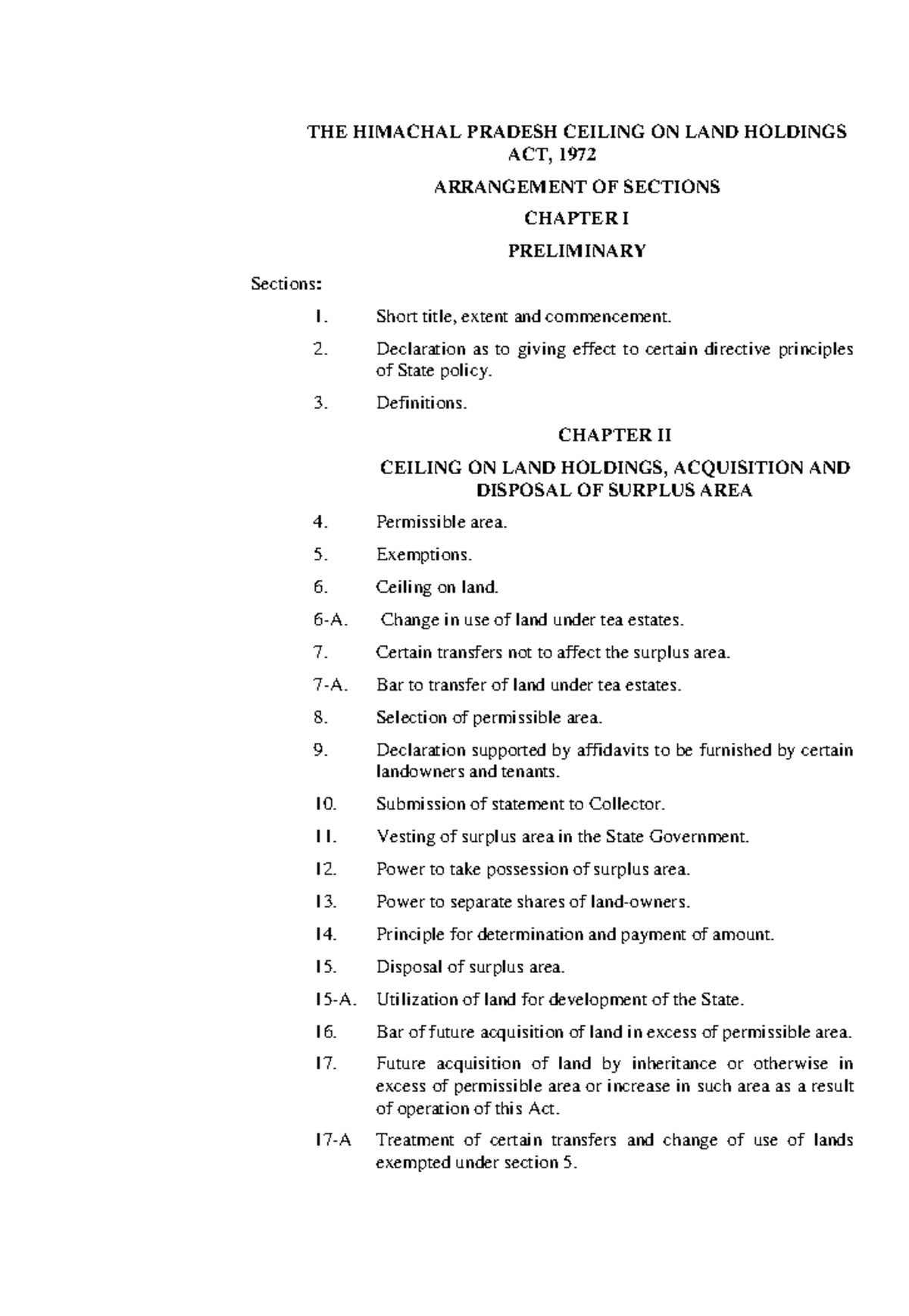 Himachal Pradesh Land Law: Ceiling on Holdings (Unit 4) Analysis - Studocu