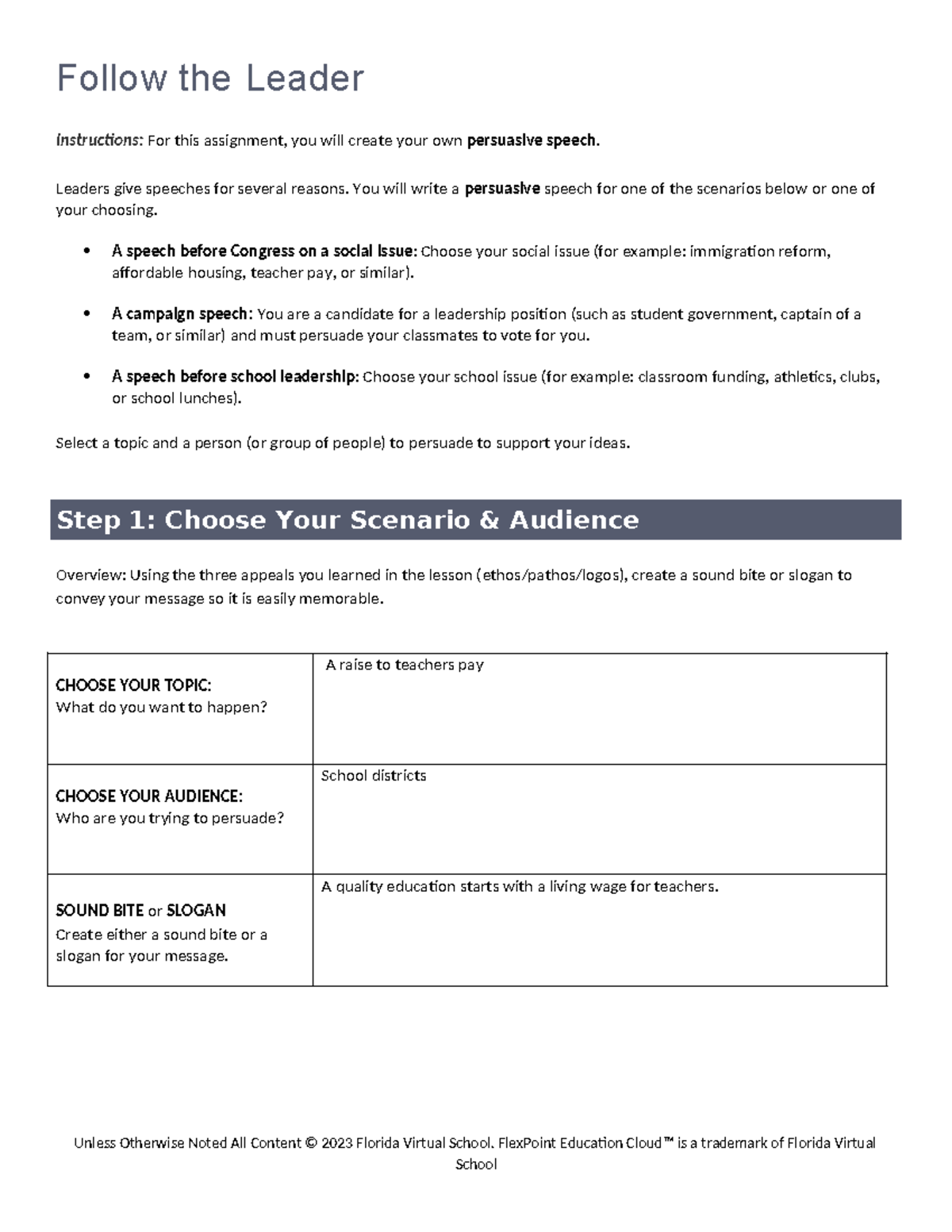 Follow the leader assigment - Follow the Leader Instructions: For this ...