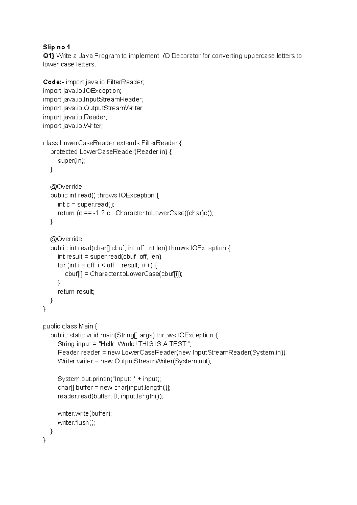 Java Design Patterns Implementation - MCS-2 Slips - Studocu
