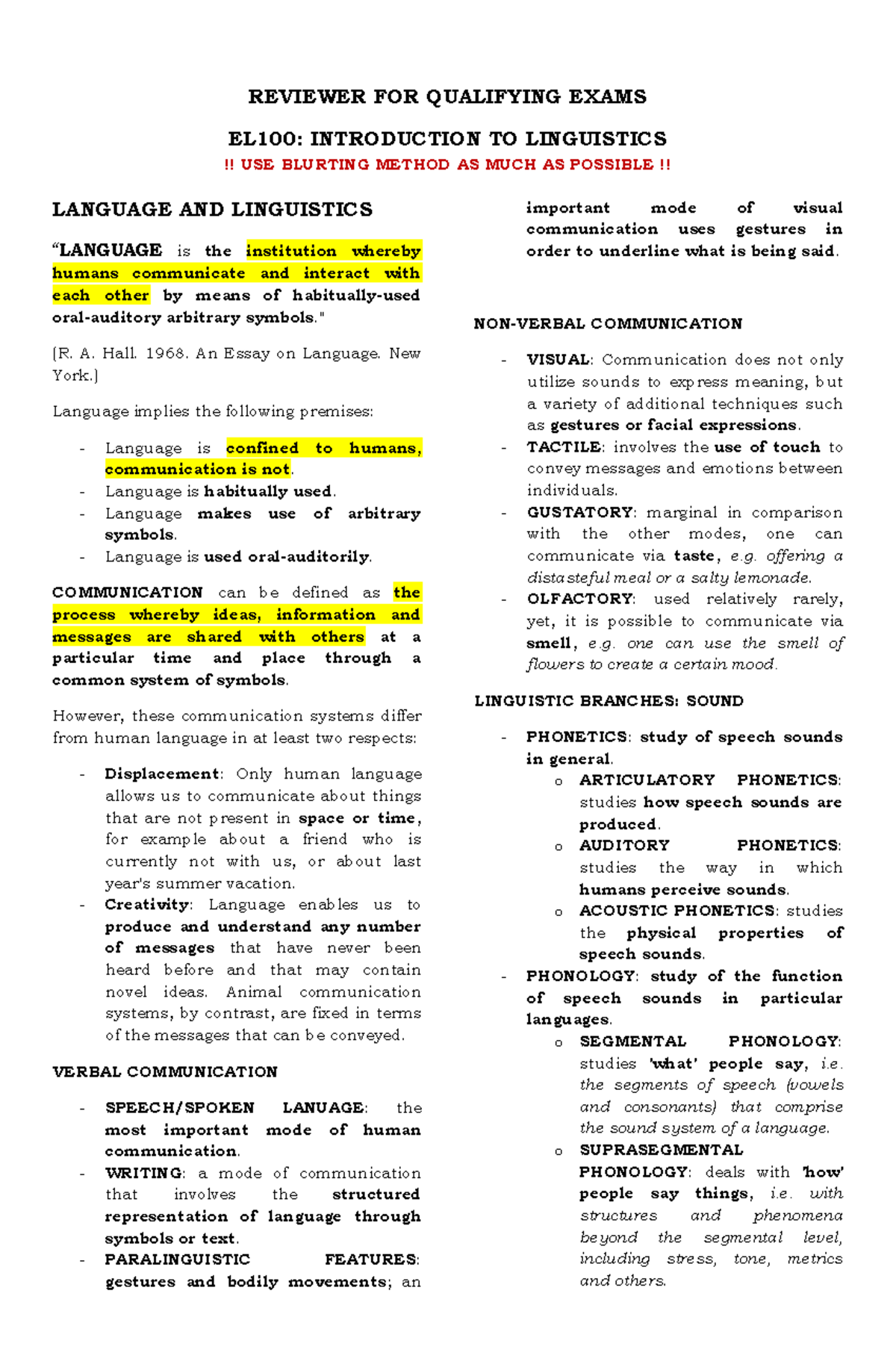 Reviewer FOR Qualifying Exams - REVIEWER FOR QUALIFYING EXAMS EL100 ...