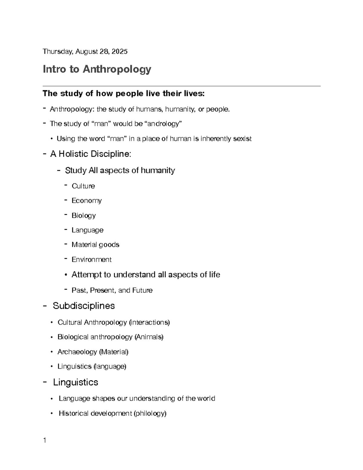 Introduction to Anthropology (ANTH 101): Overview of Human Studies ...