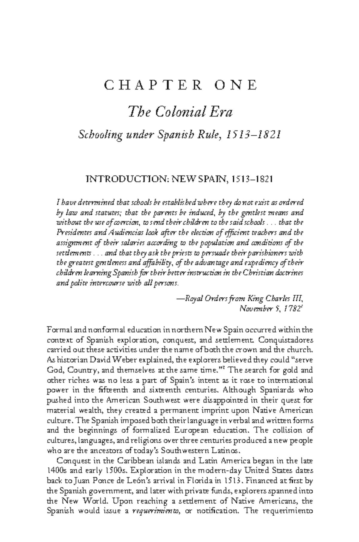 CHAPTER ONE: The Colonial Era Schooling under Spanish Rule (HIST 101 ...