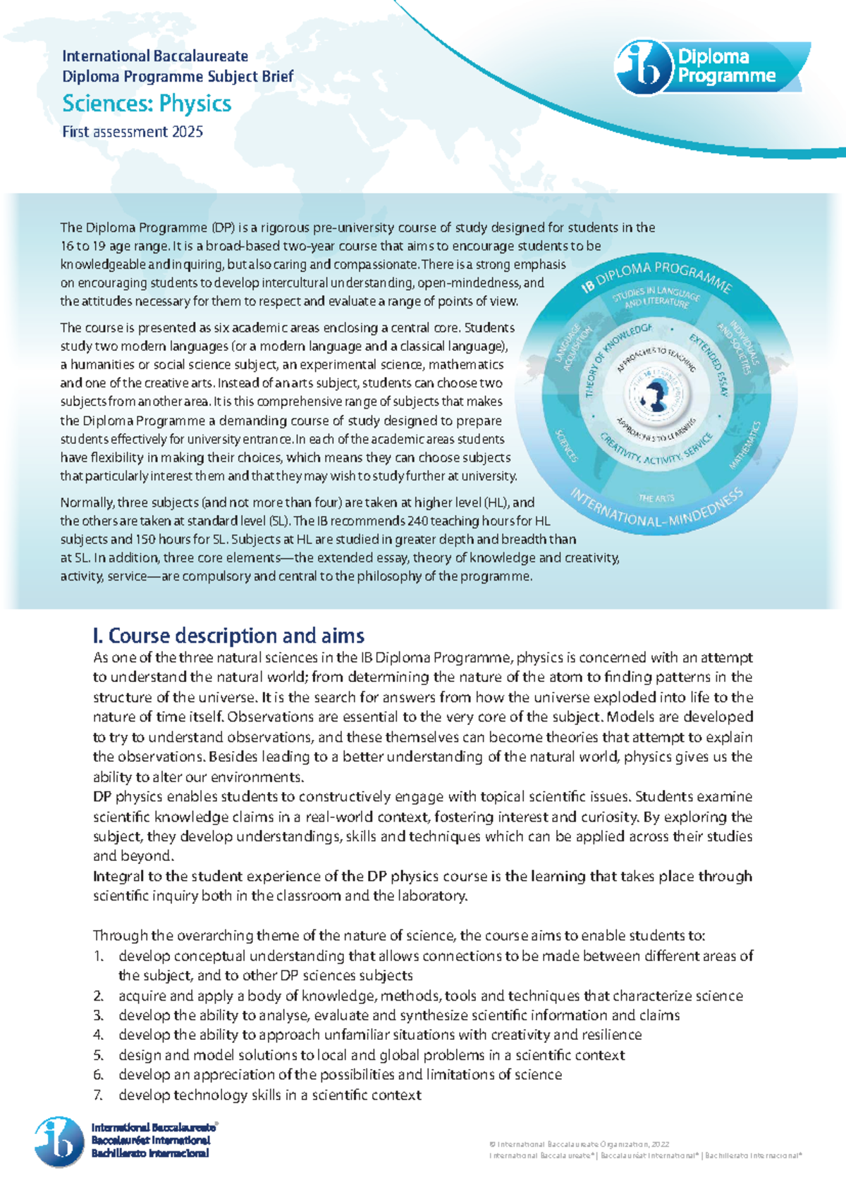 IB DP Physics Subject Brief: First Assessment 2025 Overview - Studocu