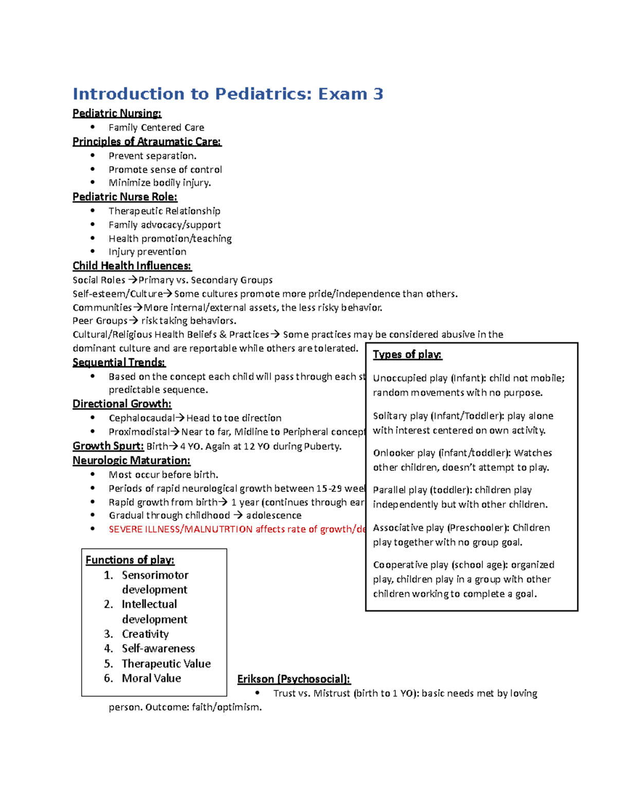 Peds Nursing Exam 3 Study Guide: Key Concepts & Developmental Insights ...