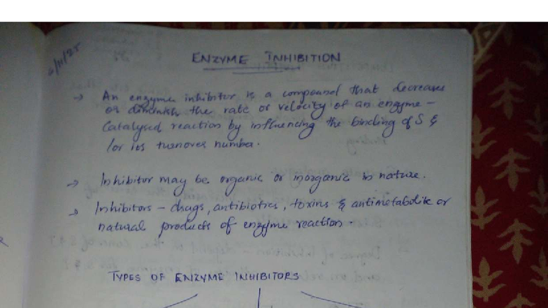 Kuhs Bsc MLT Biochemistry III - Enzyme Inhibition Overview - Studocu