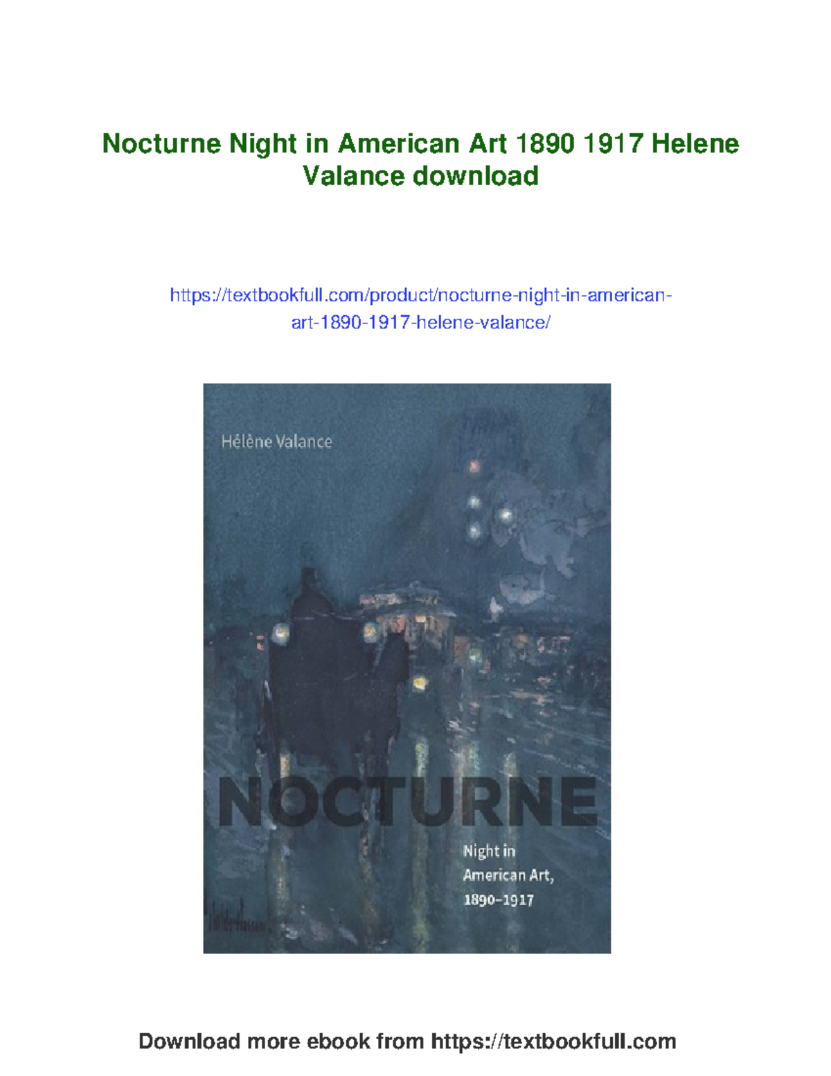 Nocturne Night in American Art (1890-1917): A Study of Cultural Context ...