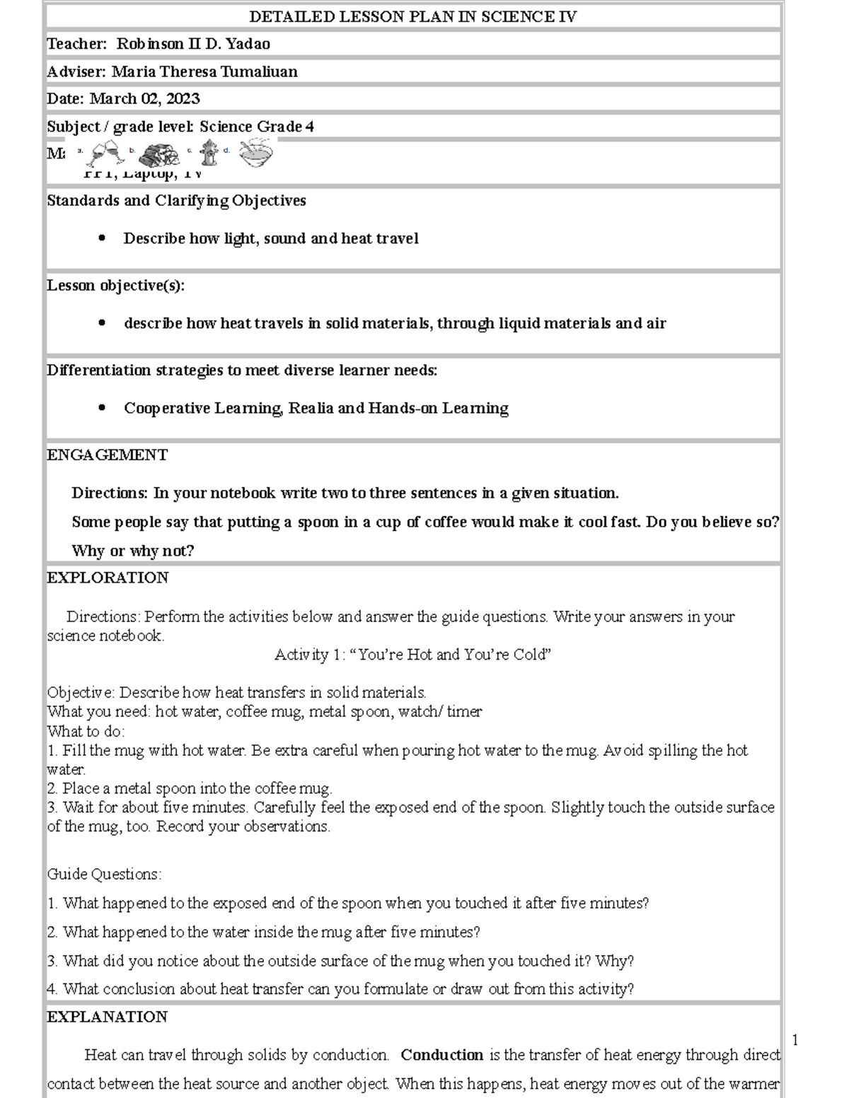 Lesson 3: Understanding How Heat Travels in Science IV - Studocu