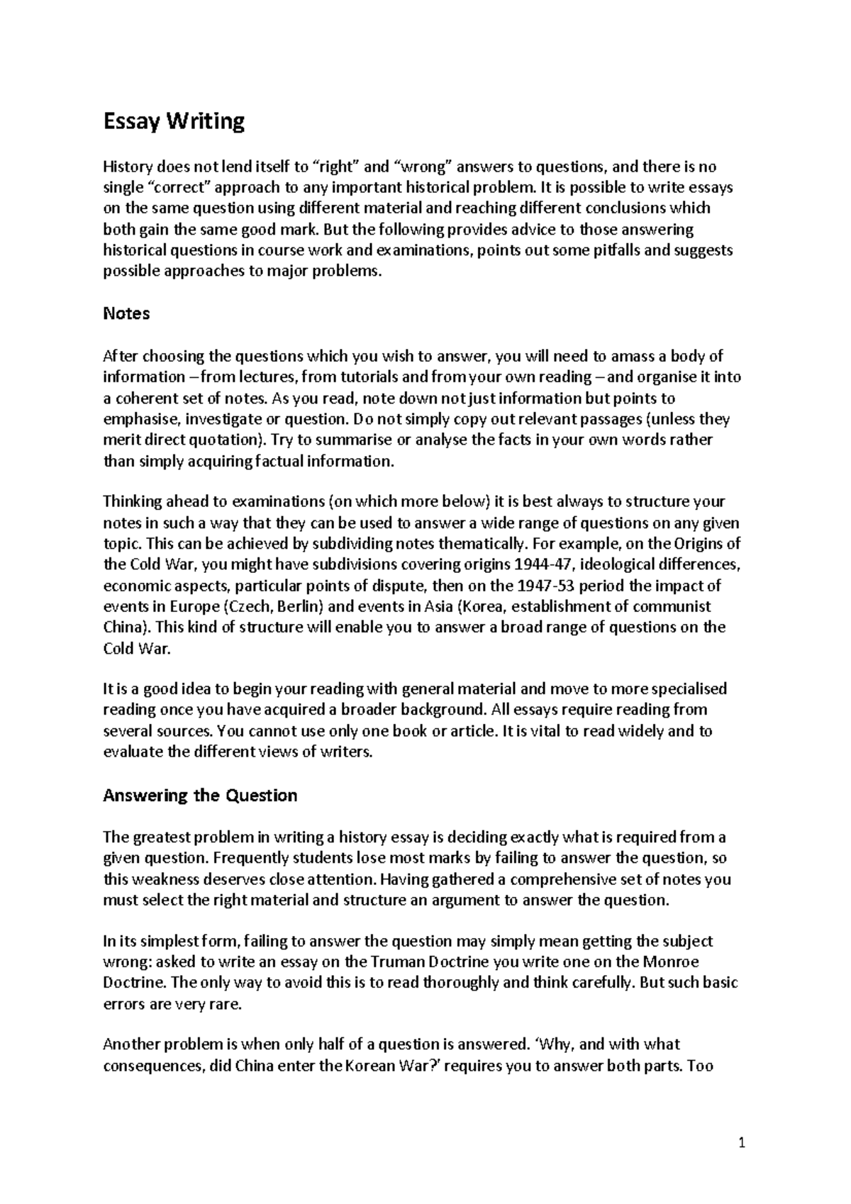 Essay Writing Guidelines for History: Tips & Strategies - Studocu