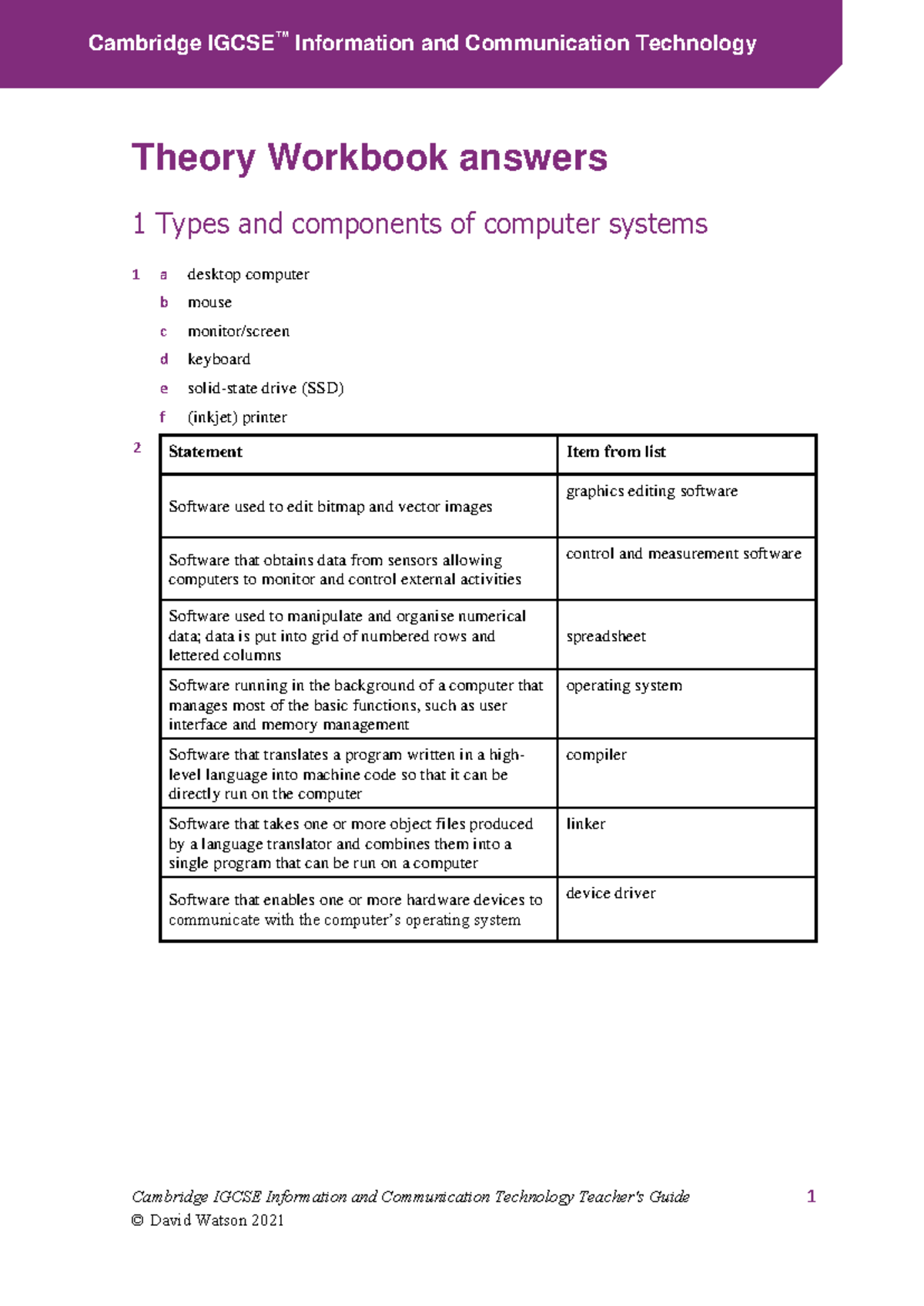 Cambridge IGCSE ICT Theory Workbook Answers - 2nd Edition - Studocu