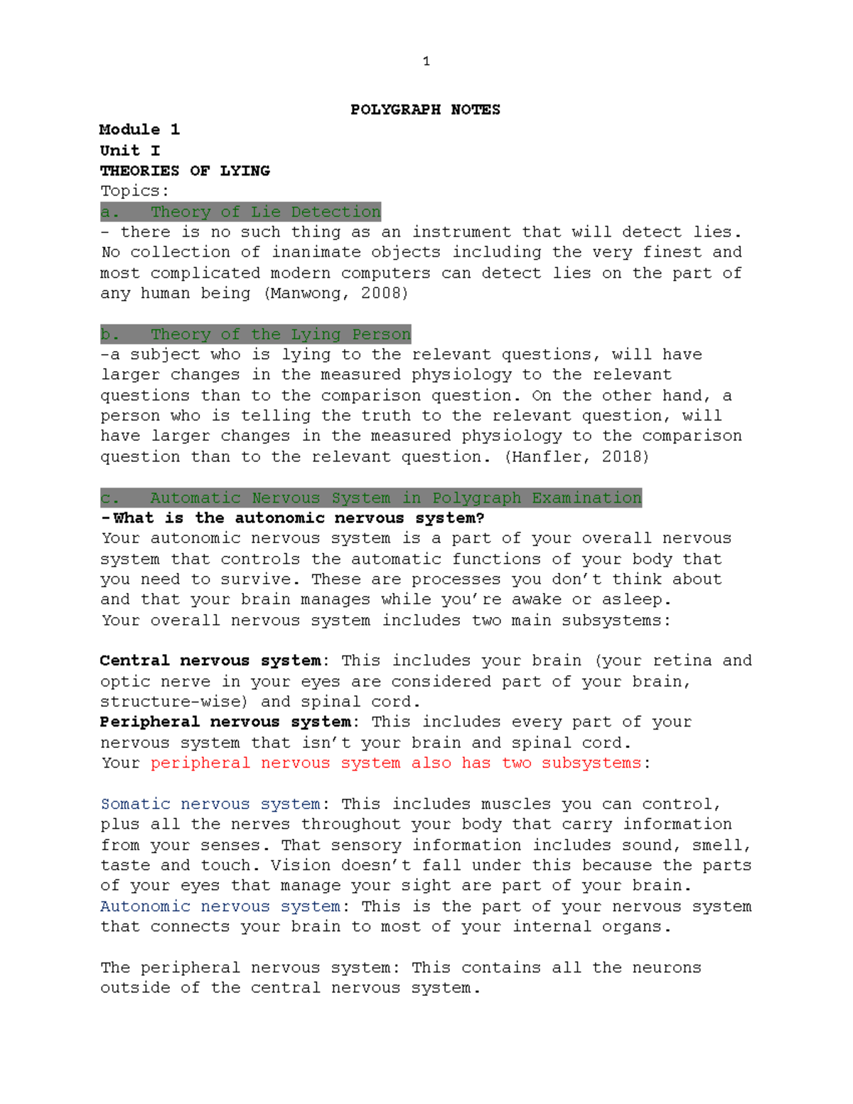 Polygraph Notes 1 7 - …….. - POLYGRAPH NOTES Module 1 Unit I THEORIES ...