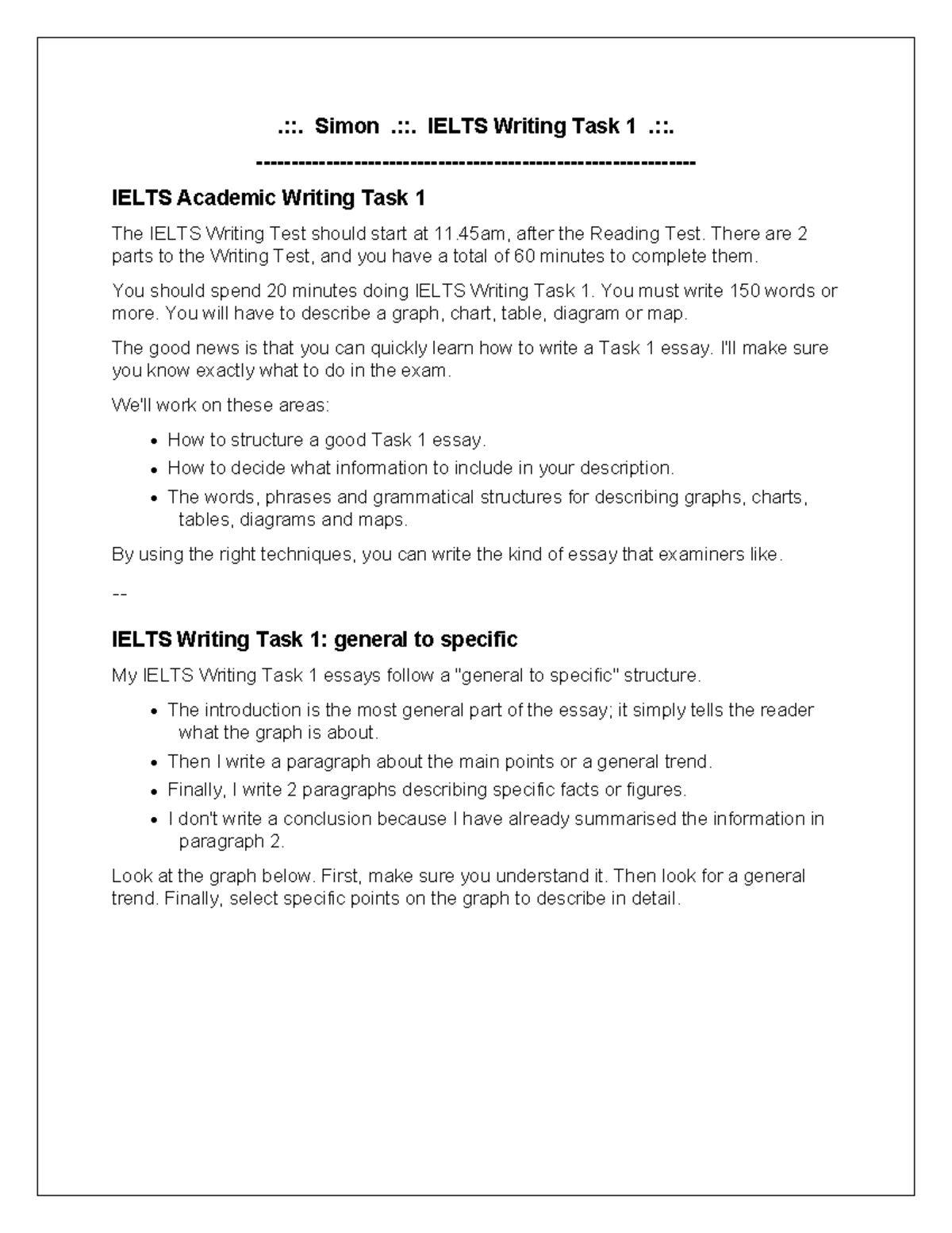 IELTS Writing Task 1 Guide - Tips and Techniques by Simon - Studocu