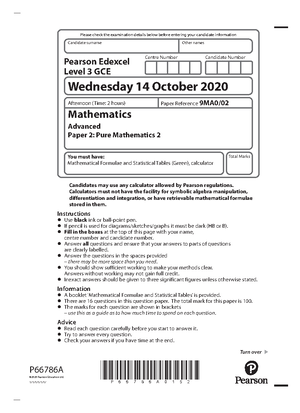 1MA1 1H rms Mock Set 9 - Edexcel GCSE Maths 1MA1/1H Mock Set 9 markscheme - Mark Scheme Mock Set ...