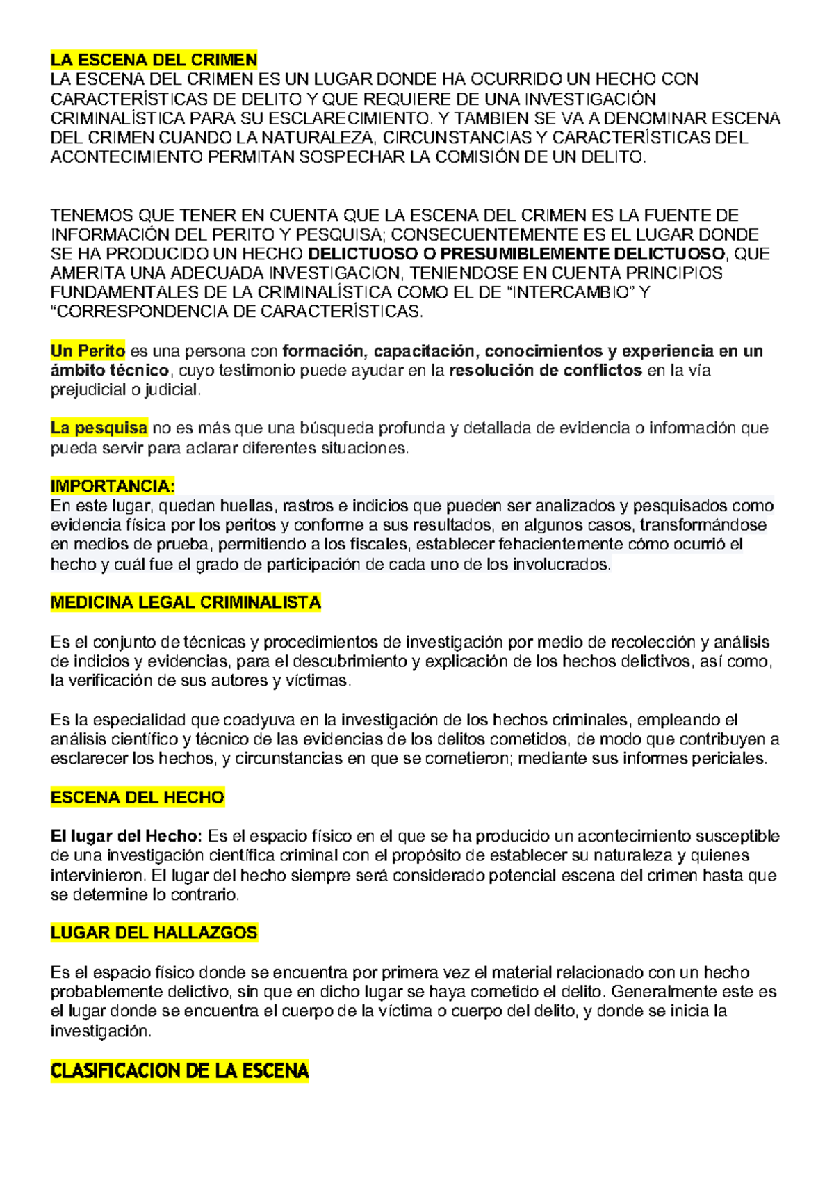 LA ESCENA DEL CRIMEN: INVESTIGACIÓN Y ANÁLISIS CRIMINALÍSTICO - Studocu