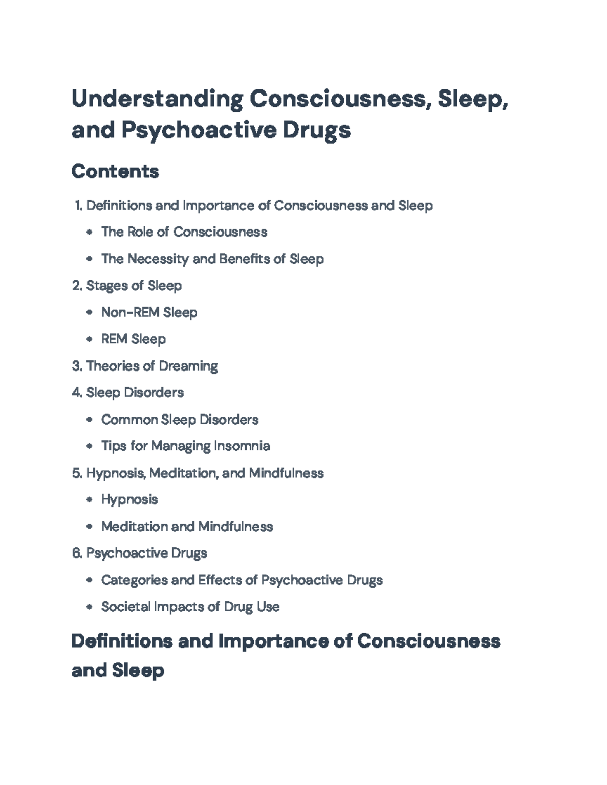 Understanding Consciousness, Sleep, and Psychoactive Drugs (PSY 101 ...