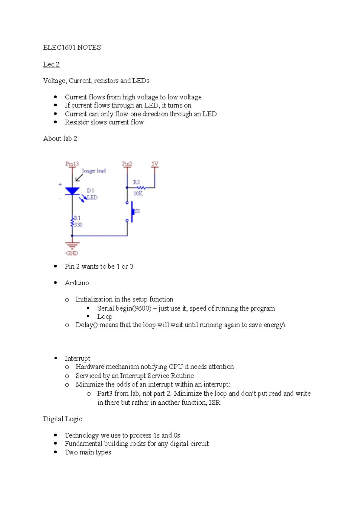 ELEC1601 Notes - ELEC1601 NOTES Lec 2 Voltage, Current, resistors and ...