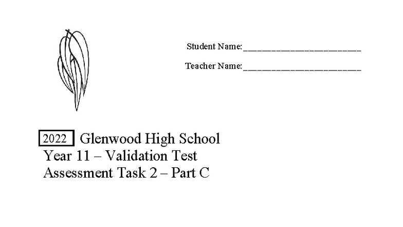 2022 Yr 11X1 Mathematics Extension 1 Validation Test Task 2 - Studocu