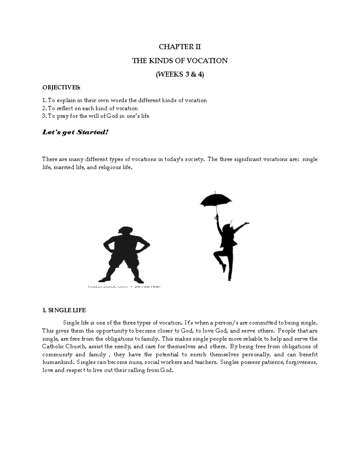Chapter II: Exploring the Different Kinds of Vocation (Weeks 3 & 4 ...