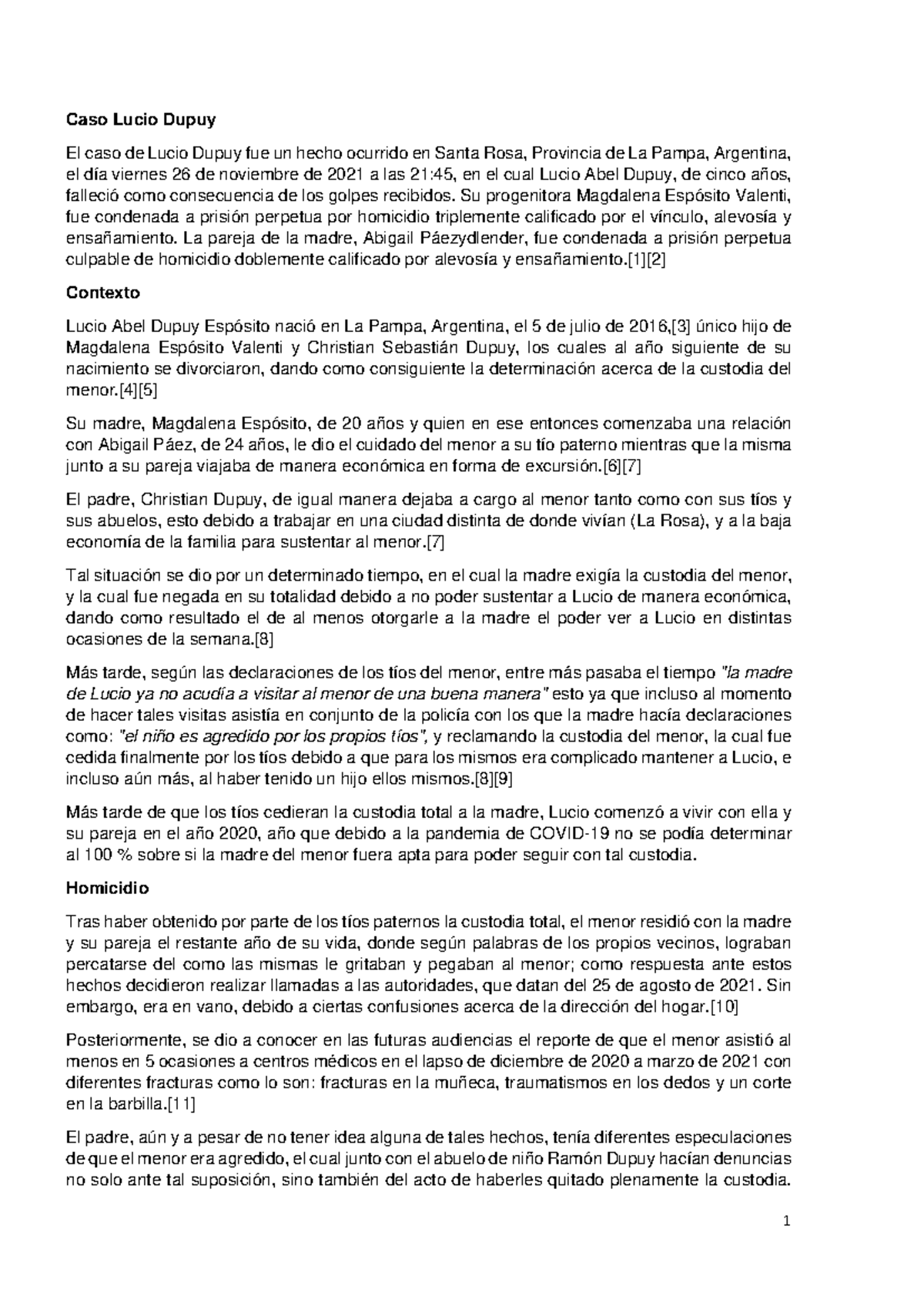 Caso Lucio Dupuy: Análisis del Homicidio y Juicio 2023 - Studocu