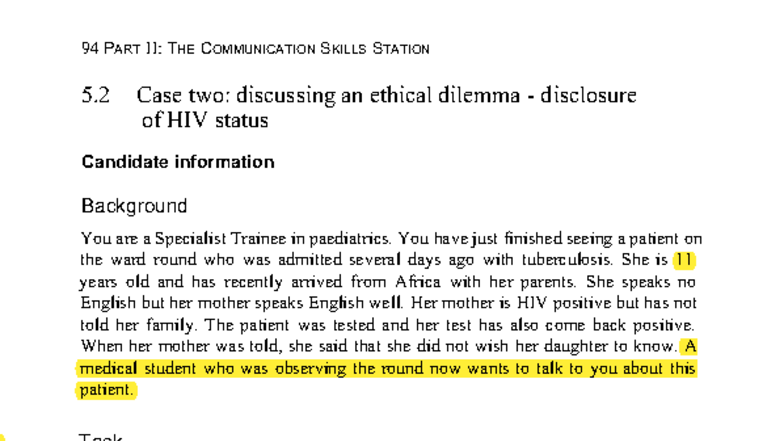 94 Case Study: Ethical Dilemma in Disclosing HIV Status to a Child ...