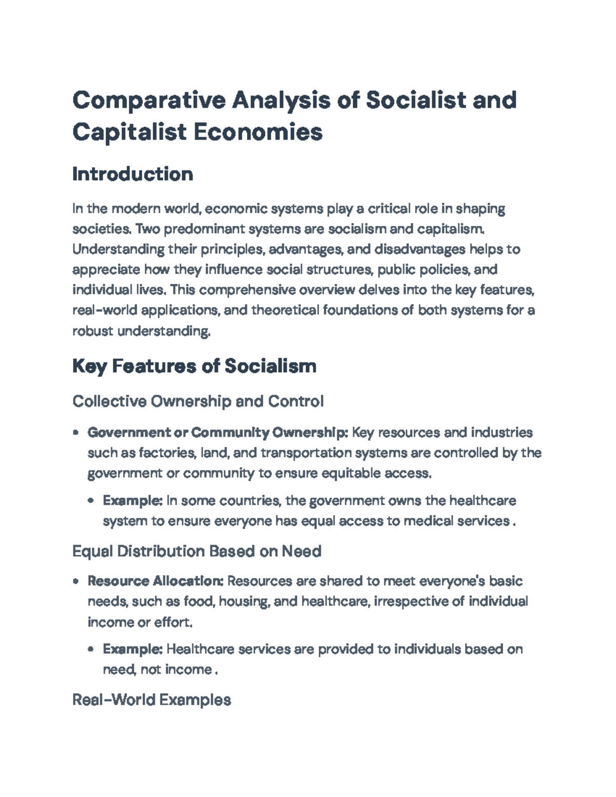 Comparative Analysis of Socialist vs. Capitalist Economies: Key ...