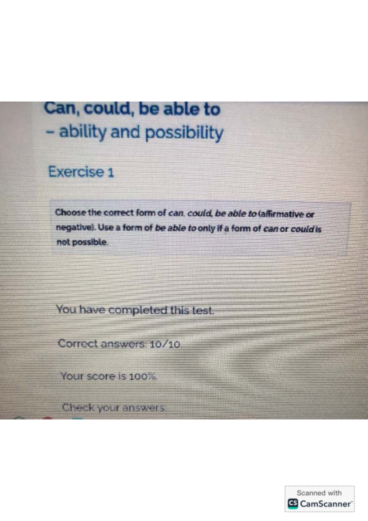Chapter 3 Exercise: Can, Could, Be Able To - Ability & Possibility - Studocu