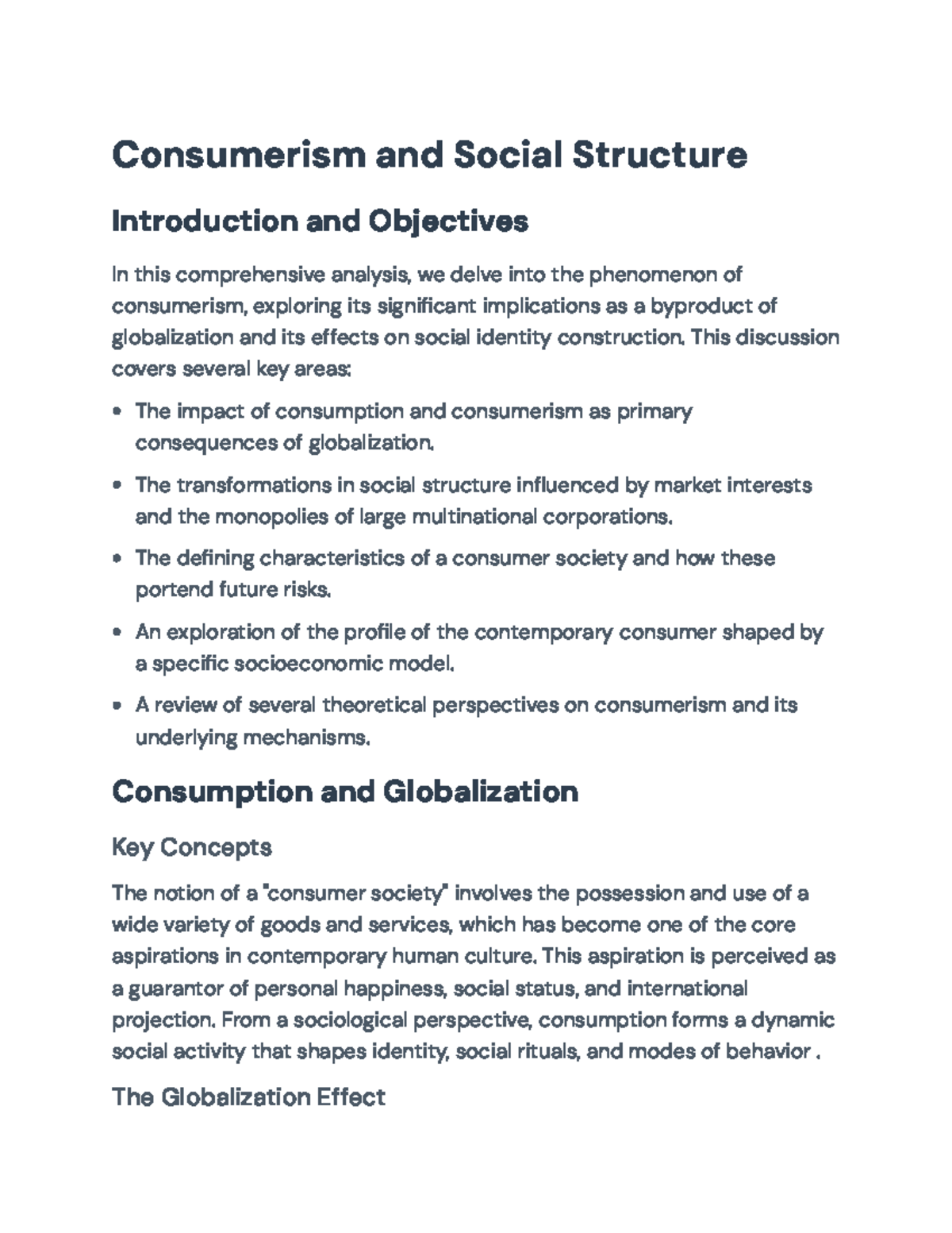 Consumerism and Globalization: Impacts on Social Structures Analysis ...