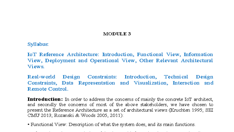 Module 3 Notes: IoT Reference Architecture & Design Constraints ...