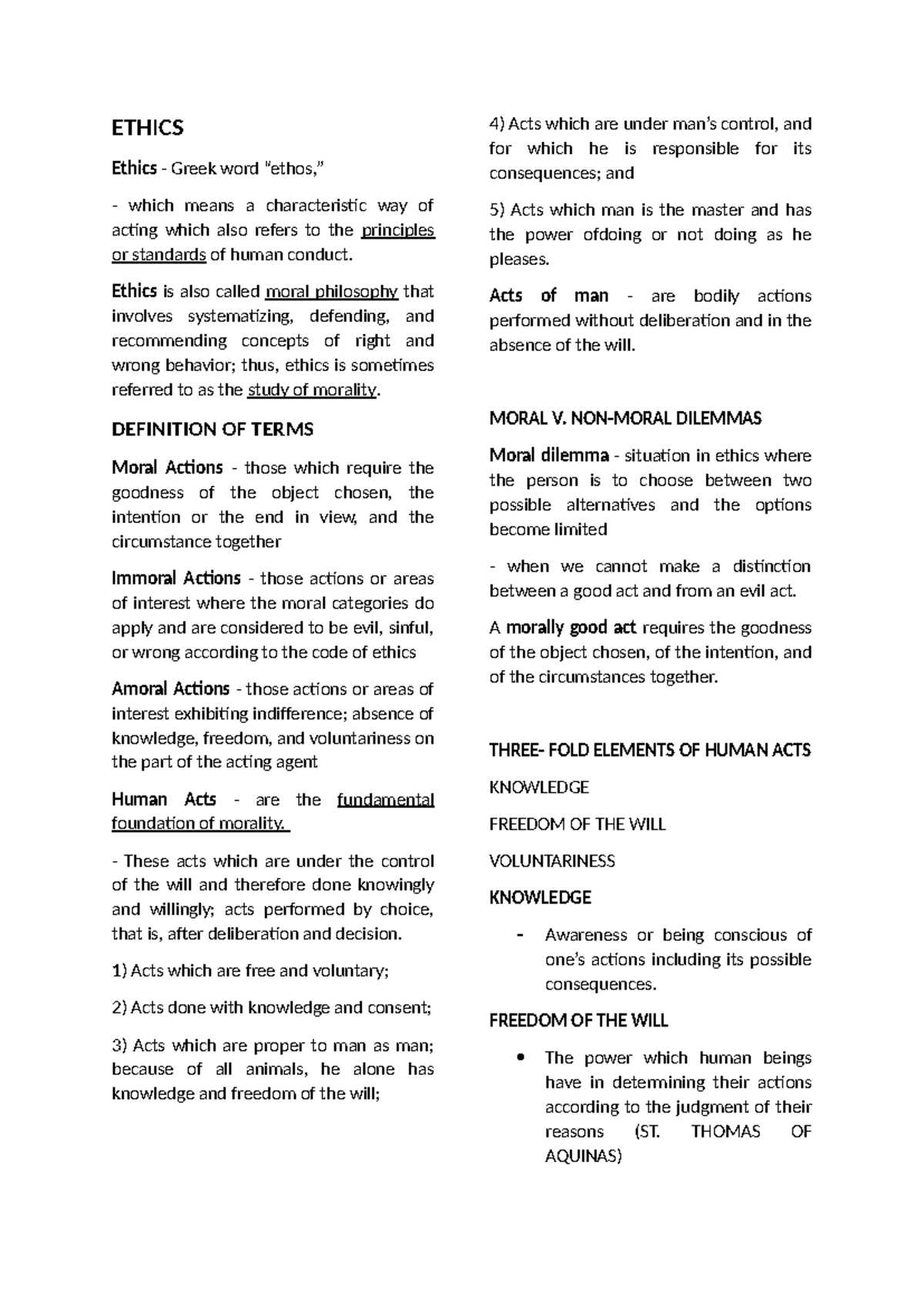 Ethics (PHIL 101) - Comprehensive Exam Notes on Moral Philosophy - Studocu