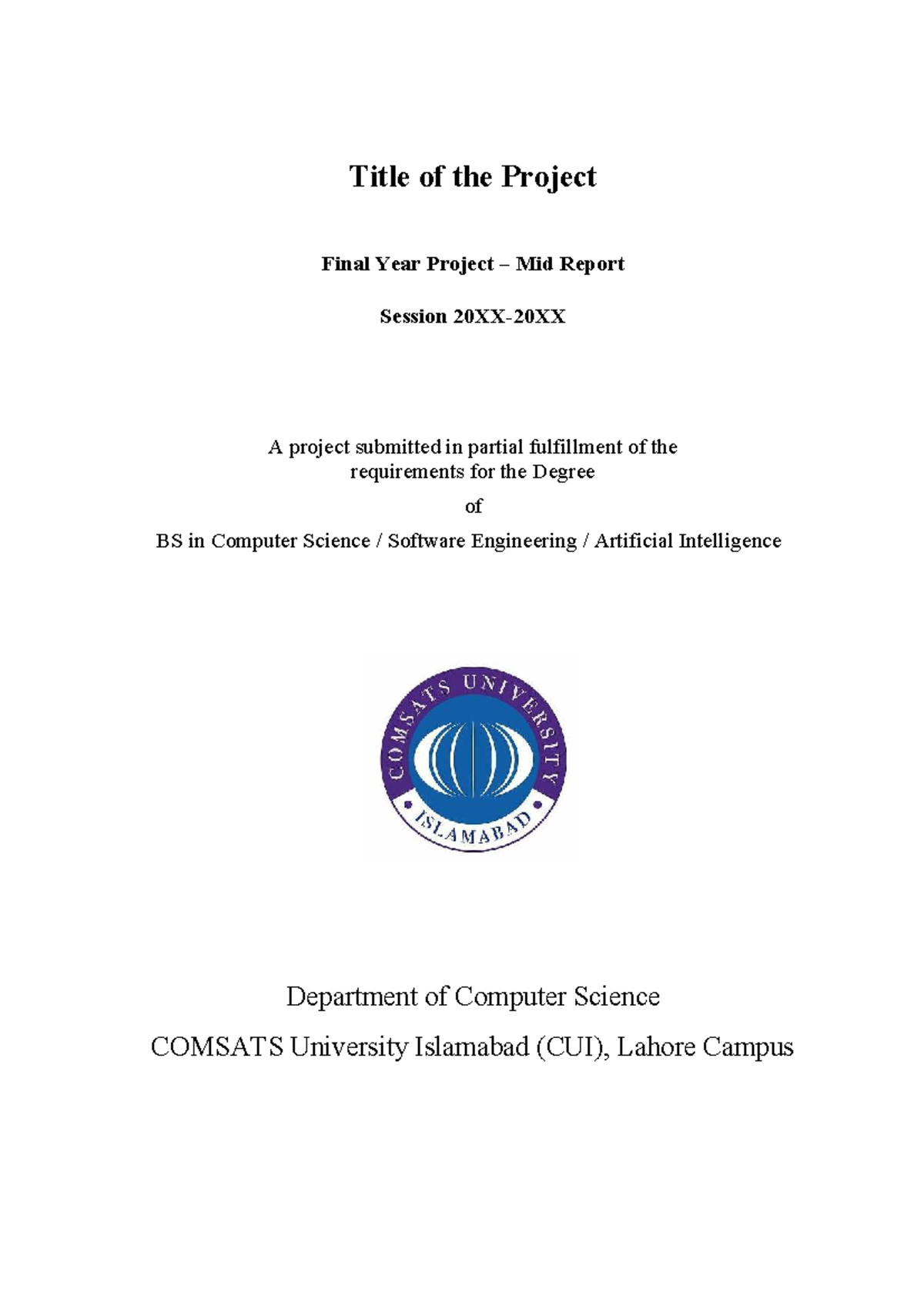 FYP-I-Report-Template-FA25: Mid Report on Research & Development - Studocu